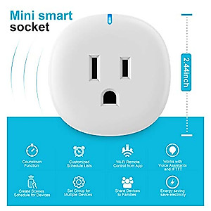 Smart plug Amysen : Smart Wifi Outlet, Compatible with Alexa and Google Home, ETL Certified, Only Supports 2.4GHz Network, No Hub Required, Control Your Devices from Anywhere