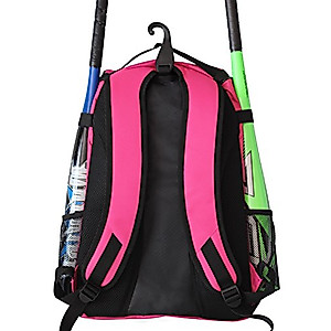 Athletico Baseball Bat Bag - Backpack, T-Ball & Softball Equipment & Gear for Youth and Adults | Holds Helmet, Glove | Shoe Compartment & Fence Hook (Magenta)