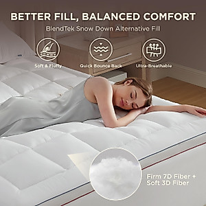 Bedsure Twin XL Mattress Topper Dorm Bedding - Extra Thick Mattress Pad Cover with Deep Pocket, Plush Soft Pillow-Top Bed Topper for Back Pain Relief, Overfilled with Down Alternative Filling, White