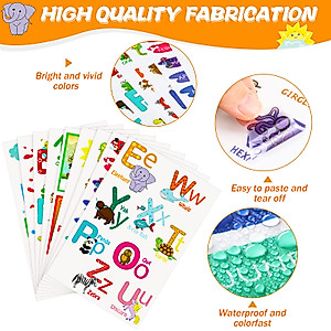 9 Sheets Kids Alphabet Wall Decals Educational Number Wall Stickers Decals Colorful ABC Animal Learning Wall Decals Peel and Stick Removable Stickers for Toddlers Classroom Nursery Bedroom