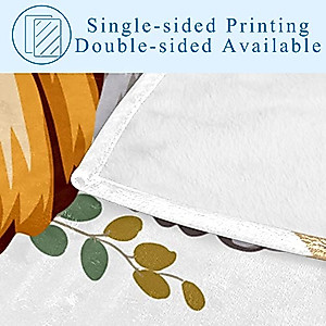 Ripen Pumpkin and Maple Leaves Prints Soft Warm Cozy Blanket Throw for Bed Couch Sofa Picnic Camping Beach, 150×100cm