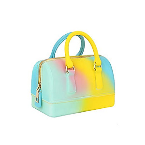 Rainbow Jelly Bag Mini Satchel Crossbody Women Purse Handbags by Soulfina (Multi-M)