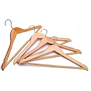 Gerneric 20 Pack Set Wooden Hangers Semi Contoured Hanger Solid Wood Coat Hangers with Stylish Chrome Hooks - Heavy-Duty Clothes, Jacket, Shirt, Pants, Suit Curved Hangers Brown