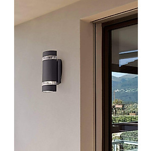 Wynnsboro Modern Outdoor Wall Light Fixture LED Black Aluminum 7 3/4" Tempered Clear Glass Up Down for Exterior House Porch Patio Outside Deck Garage Yard Front Door Garden Home - Possini Euro Design