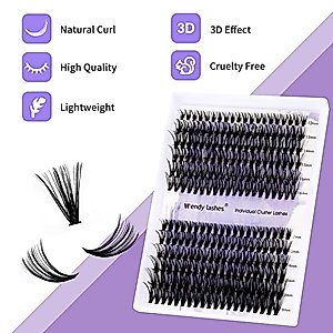 Individual Cluster Lashes 30D/40D Mixed Natural Eyelash Clusters C/D Curl 0.07mm Matte Black Soft 12-16mm Mink DIY Individual Eyelashes Cluster Lashes Extension By Wendy Lashes (30/40D-D)