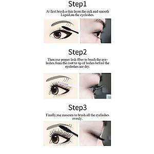 3 Pack HuaQing 5D Voluminous Fiber Mascara,Black Volume and Length Waterproof Smudge-proof Natural No Clumping Smudging Lasting All Day