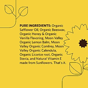 Beeswax Lip Balm, Sweet Honey, Moon Valley Organics, Organic Ingredients, for Lips and Cuticles, Moisturizing, Three Pack Bundle