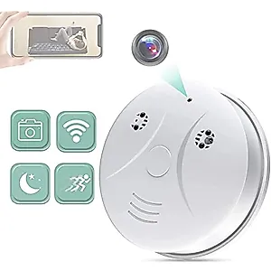 Hidden Camera Smoke Detector, HD 1080P WiFi Spy Hidden Camera with Night Vision and Motion Detection Small Mini Camera for Home Office Security Nanny Cams No Audio