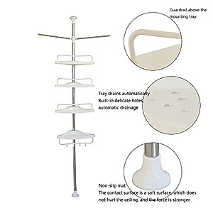 CNCEST 4 Tier Bathroom Shower Storage Shelf Corner Shower Caddy Tension Pole Rust Proof Telescopic Rod Storage Rack Organizer Corner Shower Organizer