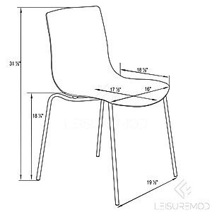 LeisureMod Astor Modern Dining Chair (Set of 4), Plastic, Transparent Blue