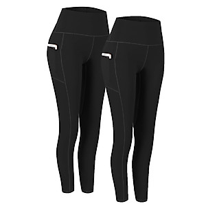 Fengbay 2 Pack High Waist Yoga Pants, Pocket Yoga Pants Tummy Control Workout Running 4 Way Stretch Yoga Leggings