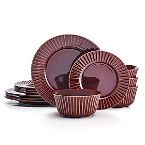 Pfaltzgraff Dannie Red 12 Piece Dinnerware Set, Service for 4, Red