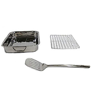 Gold Coast Stainless Steel Roasting Pan with Rack & Turner, Silver