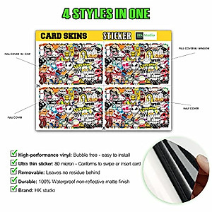HK Studio Card Skin Sticker Bomb for EBT, Transportation, Key, Debit, Credit Card Skin - Covering Personalizing Bank Card - No Bubble, Slim, Waterproof, Digital-Printed