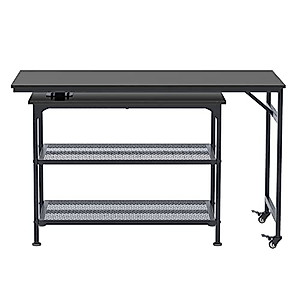 soges Reversible L Shaped Desk, 360° Free Rotating Corner Computer Desk, 47 inch L Desk with Storage Shelves for Home Office, Modern Study Writing Table Workstation, Black