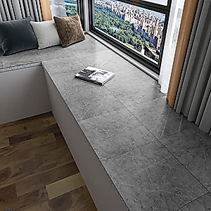 CHICHOME Gray Peel and Stick Floor Tile Matte Marble Vinyl Flooring Waterproof Self Adhesive Wall Tiles for Interior Wall Décor 12'' x12'' Removable Flooring Tiles for Bathroom Kitchen Floor 6PCS