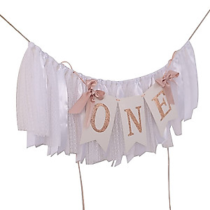 Rose Gold, Blush & White Highchair Banner - 1st Birthday Banner, One Highchair Banner, One Banner 1st Birthday, 1st Birthday Highchair Banner, 1st Birthday Party Decoration