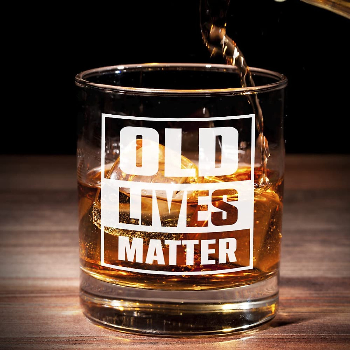 NICKANE Whiskey Glass 11oz - Old Fashioned Glass | Old Lives Matter Whisky Glass Set For Men | Christmas, Birthday, Father's Day Gifts for Husband, Friends, Colleagues, Co-woker