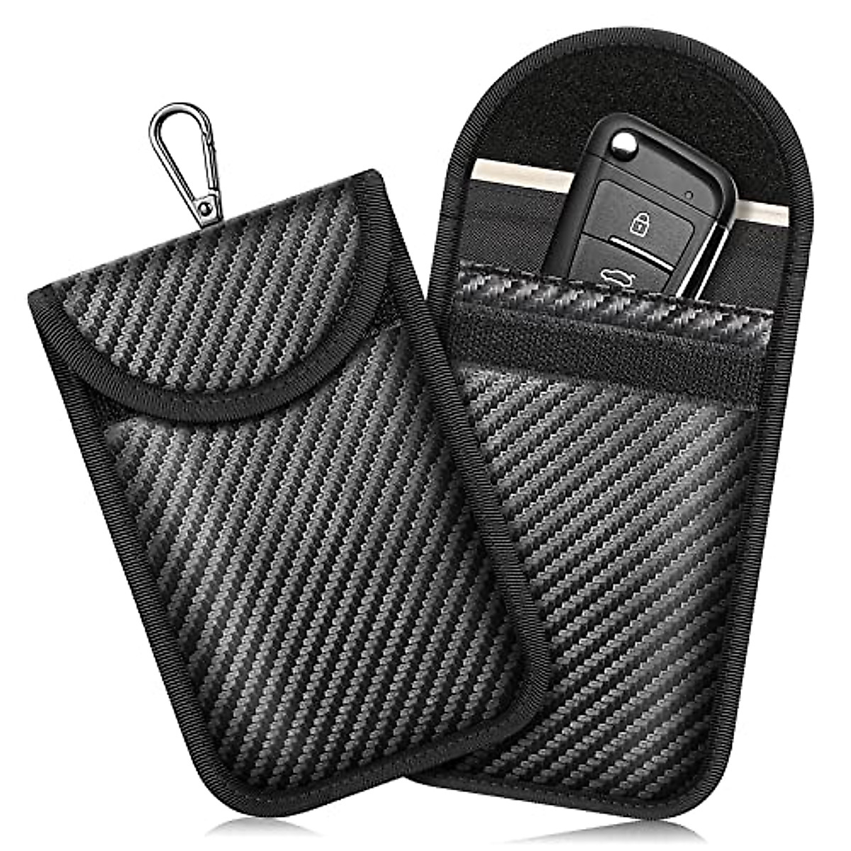 2 Pack Faraday Bags for Key Fob, FINPAC Faraday Cage Protector, Car RFID Signal Blocking, Anti-Theft Pouch, Anti-Hacking Case Blocker (Medium)