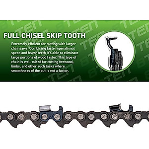 8TEN Full Chisel Skip Tooth Chainsaw Chain 24 Inch .050 3/8 84DL For Husqvarna 455 Rancher Echo CS-590 Stihl (2 Pack)