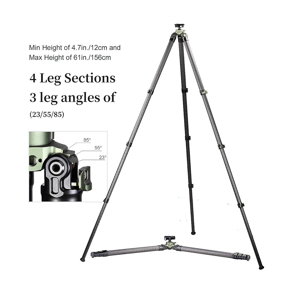 SUNWYAFOTO TL3240CS-P Hunting Tripod for Shooting Rifle Stand Carbon Fiber
