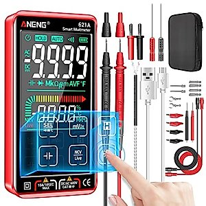 ANENG Digital Multimeter Tester Smart Touch TRMS Auto-Ranging 9999Counts Rechargeable anti-burning Ohm Amp VoltMeter With NCV,DC/AC Current,Voltage,Resistance Diodes,Continuity,Capacitance,Temperature