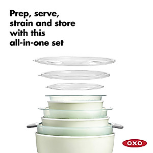 OXO Good Grips 9-Piece Nesting Bowl & Colander Set, Sea Glass