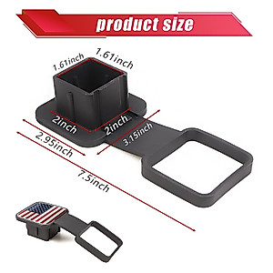 jeseny Pack-1 Car Hitch Cover, American Flag Car Plug Cover, TPU Trailer Tube Cover Cap, 2 Inches Square Receiving Pipe Cover, Auto Modification Kit, Universal for Most Vehicles (Red)