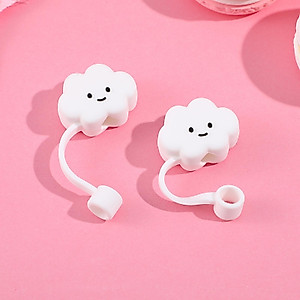 VALICLUD 2Pcs Cloud Shape Straw Tips Cover Silicone Straw Plugs Reusable Plugs for Straw