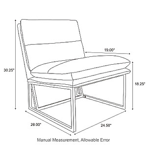 glitzhome Mid Century Modern Accent Chair, Coffee Thick Leatherette Chair with Metal Frame, Side Chair with Backrest, Upholstered Leisure Chair for Living Room, Bedroom, Office,1PC