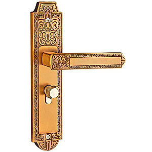 YUTR Entrance Lever Door Handle for Office or Front Door with a Satin Nickel Finish, Reversible for Right & Left Side, with a Door Bumper Wall Protector