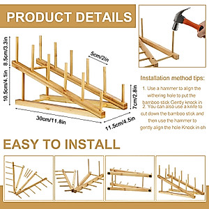 Suclain 6 Pcs Wooden Dish Rack Bamboo Drying Rack Stand Kitchen Plate Organizer Plate Holder for Cabinet Cutting Board Display Stand for Dish Plate Bowl Water Bottles Cup Pot Lid Cutting Board