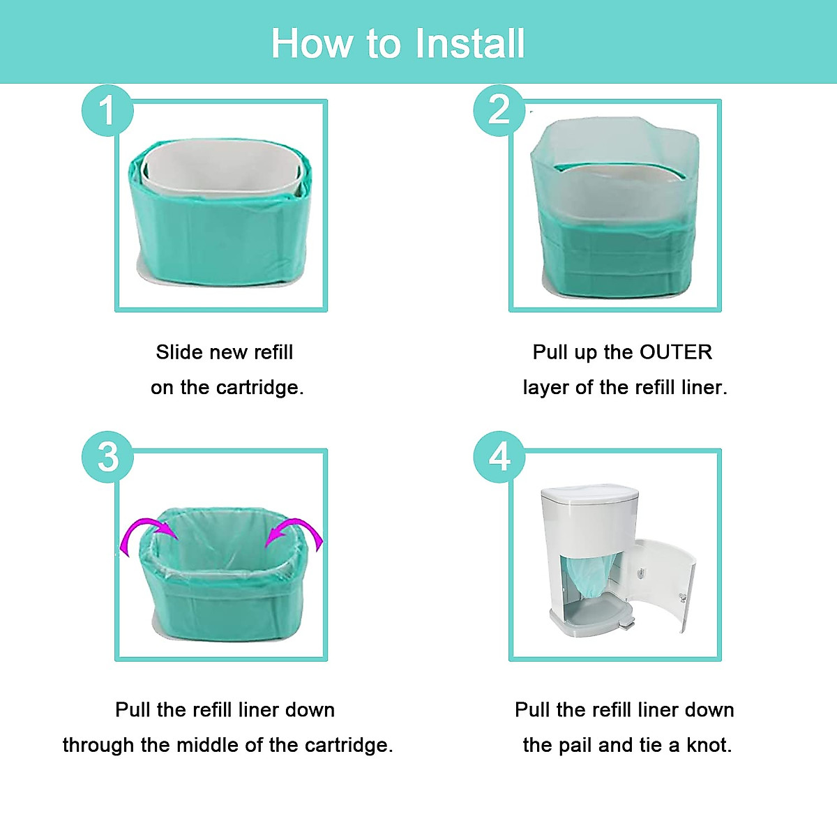 6 Pack Diaper Disposal Liner Refills Compatible with Janibell Akord 330 Slim Adult Diaper Disposal System(NOT Compatible with 280 Pails)