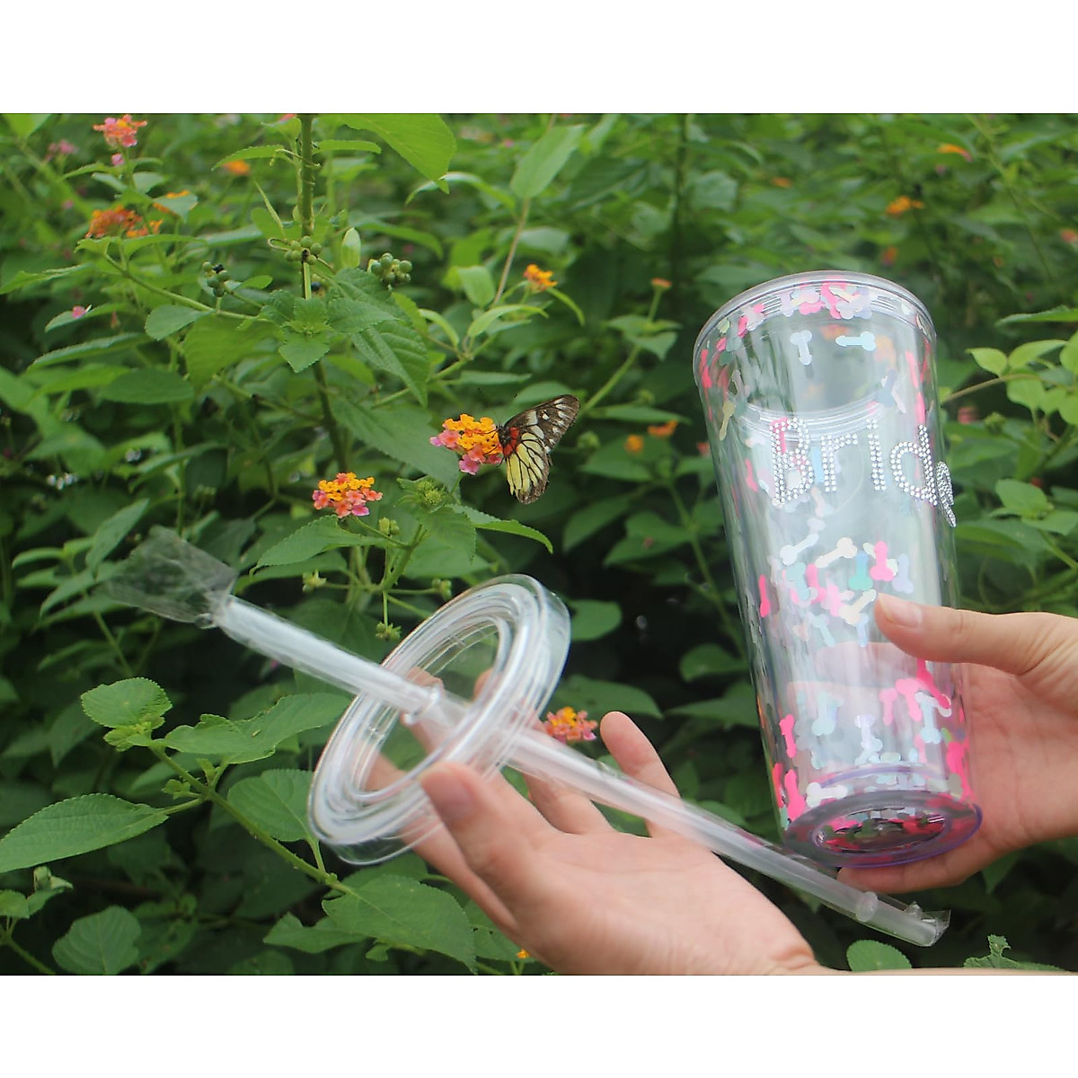 EdirbMy Plastic Bride Glitter Tumbler, 24oz Confetti Tumbler Cup with Lid and Straw,Bridal Shower Bride To Be Gift,Bachelorette Party Cups,Engagement Party and Wedding Gifts