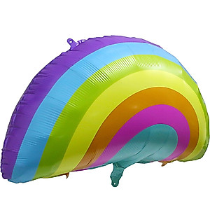 Colorful Rainbow Balloon Rainbow Bridge Balloon Blue Sky White Cloud Themed Party Supplies For Birthday Baby Shower Wedding Bridal Shower, 6 Pack Rainbow Foil Balloons Rainbow Pride Day Balloons