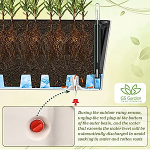 16" Rectangular Self Watering Planters Window Box 2 Pack With Water Level Indicator and Auto Drain Holes for All Outdoor/Indoor Herbs Plants Flowers Pots Residential and Commercial Grade (rocky grey)