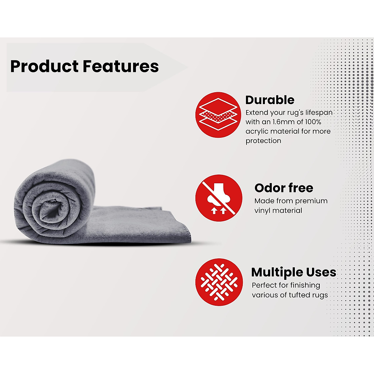 Dabline 80" x 80" Felt Fabric - Ideal for DIY Crafts, Tufting, Sewing and Padding - 1.6mm Thick Acrylic Felt Roll 6.6x6.6 ft