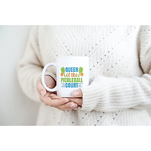 CANARY ROAD Queen of the Pickleball Court Mug | Pickleball Accessories | Gift For Grandma | Gifts For Her | Mothers Day Gift | Unique Mom Gift | Gift for Pickleball Player | Pickleball Player Mug