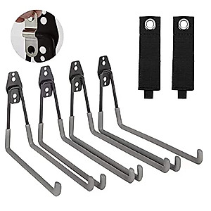 PHUNAYA Garage Wall Hooks,Add Steel Reinforced Piece,Double Heavy Duty Storage Hangers for Organizing Ladder,Bike,Hoses,Garden Tool.(4 Set*7.5")