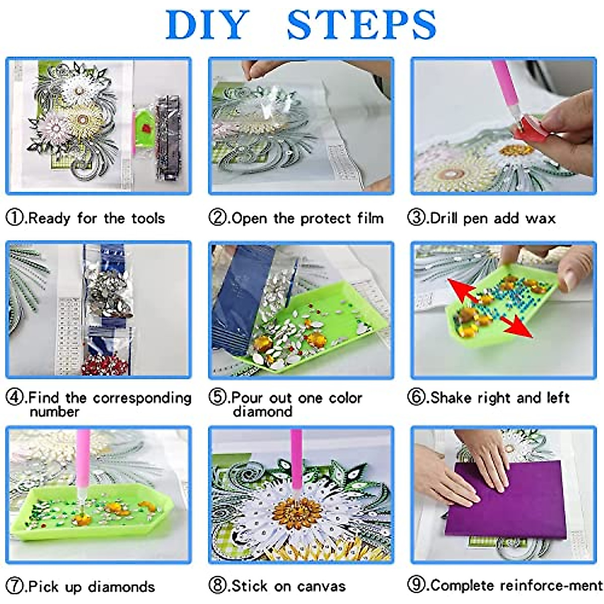 LIULIMI Partial Drill Diamond Painting, Small 5D Diamond Painting Kits Special Shape for Adults & Kids Diamond Flowers Picture, Christams Home Wall Decor 30 X 40 CM/12 X 16in (Flower I)