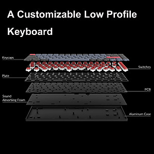 Keychron S1 Ultra-Slim QMK/VIA Custom Wired Mechanical Keyboard, 84 Keys 75% Layout Programmable Macros RGB Backlit CNC Aluminum Keyboard for Mac Windows, Low Profile Gateron Red Switch