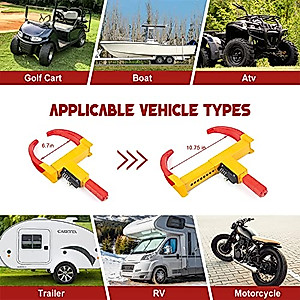 Universal Wheel Clamp Lock Enlarge 9 Holes Wheel Boot Lock Max 10.75" Tire WidthSecurity Tires Anti Theft Lock Keyless Password Code Lock for Vehicle Car Truck SUV Boat Motorcycle Golf Cart Orange