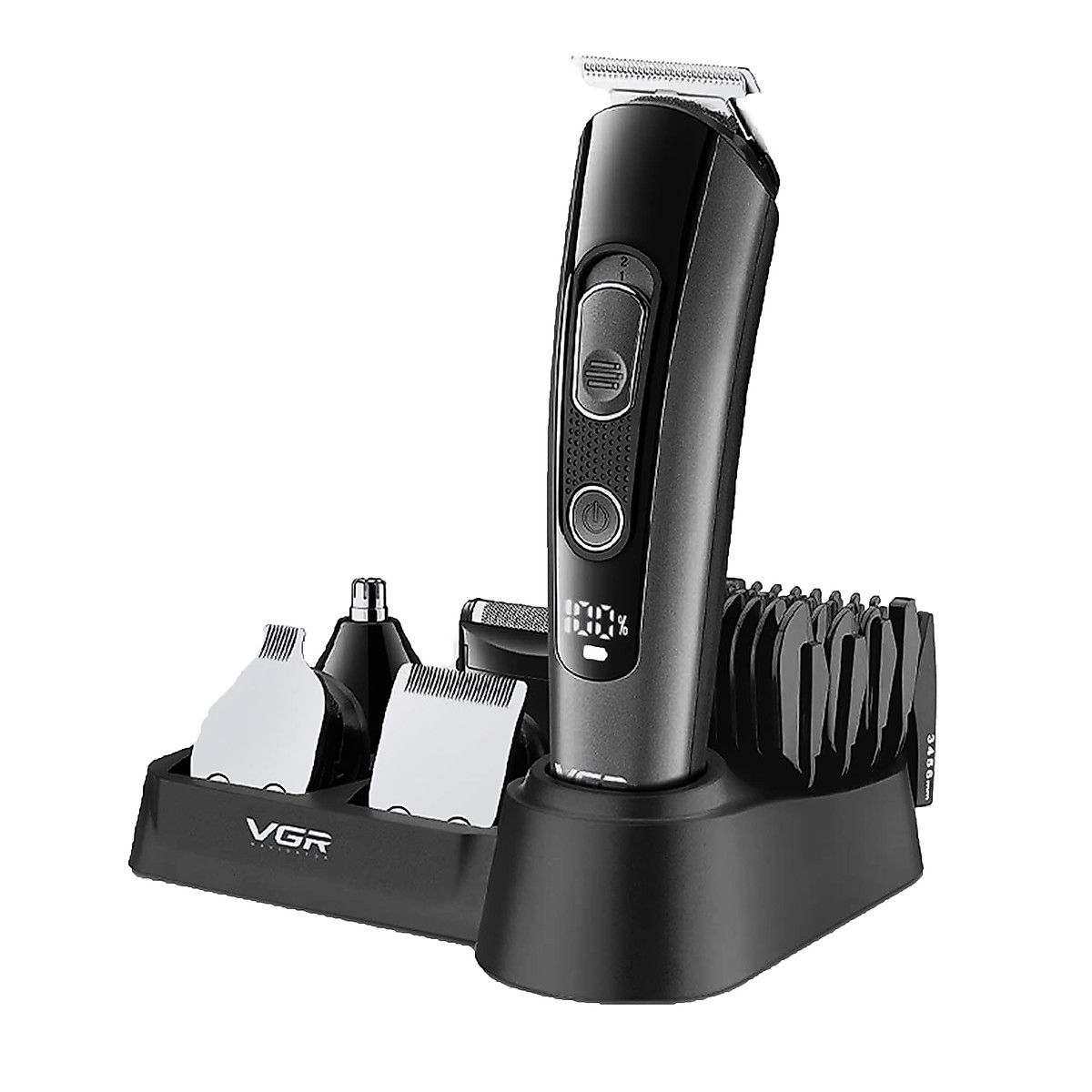 VGR VOYAGER Beard Trimmer for Men Hair Clipper Grooming kit Nose Body Mustache Ear Facial Cutting Groomer USB Rechargeable LED Display Queit