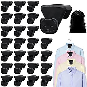 ZOCONE 25PCS Clothes Hangers, Space Saving Hangers for Clothes, Heavy Duty Hanger Connector Hooks Cascading Organizers to Expand Closet Space, with Storage Bag(Black)