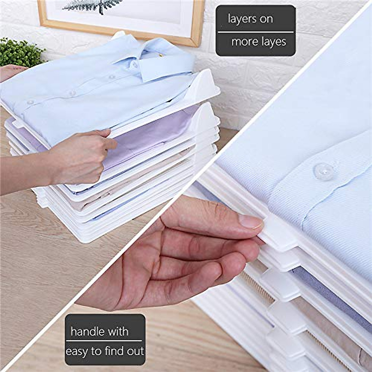 SXYLOB Clothes Organizer Tray 10 layer, T Shirt Clothing Folding Storage Shelf Rack Wardrobe Closet Divide Partition Stacking Board (NO.A3)