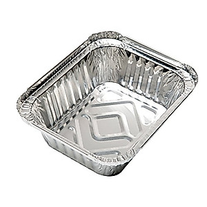 DCS Deals 50-Pack Heavy Duty Disposable Aluminum Oblong Foil Pans with Lid Covers | 100% Recyclable Tin Food Storage Tray | Extra-Sturdy Containers for Cooking 1 LB