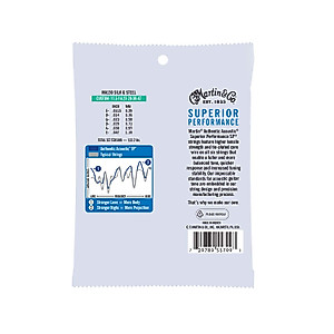 Martin Authentic Acoustic Guitar Strings, Superior Performance Custom 11.5-47, Silk & HT Steel