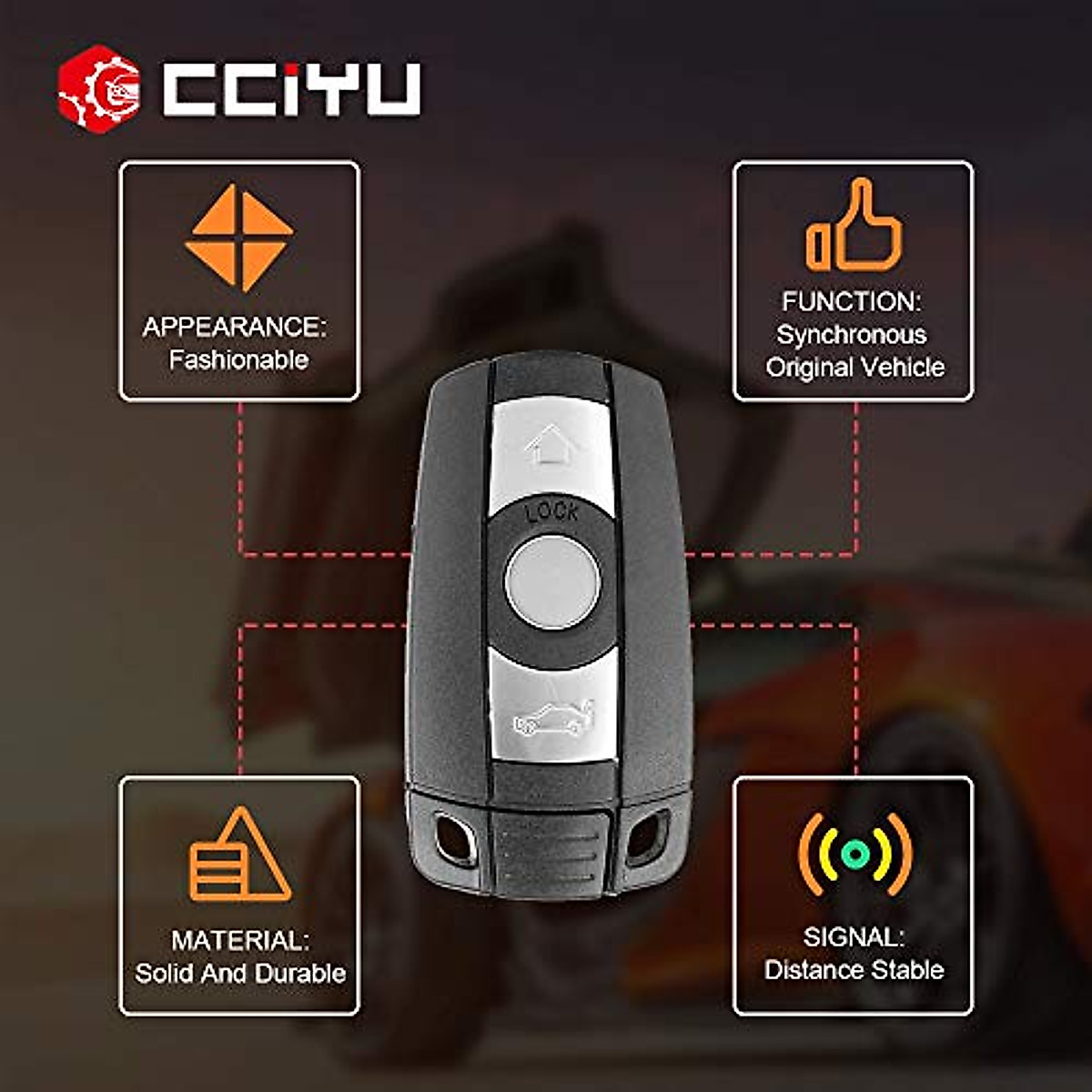 cciyu X 1 Flip Key Fob with Key Blade 3 buttons Replacement for 05 06 07 08 09 10 11 12 13 for BMW X5 X6 Z4 1 3 5 6 7 Series with FCC KR55WK49123