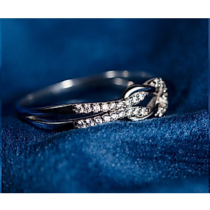 MOTHER & DAUGHTER RING SQUARE KNOT RING STERLING SILVER RING SIZE 5-10 WITH GIFT BOX AND POEM (Silver, 8)