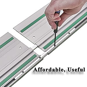 Guide Rail Connector Set P-45777 for Makita Track Saw Long Cuts， Also Compatible with Festool, Fit for DeWalt, Fit in Integrated Guide Rail T-Slots for Secure Cutting, 2 PCS, Sliver